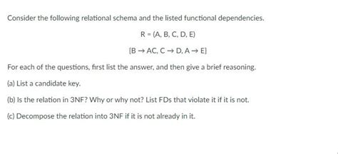 Solved Consider The Following Relational Schema And The Chegg