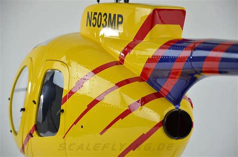MD500E ARF Yellow Blue Painting RC Helicopter Fuselage 600 Size V2