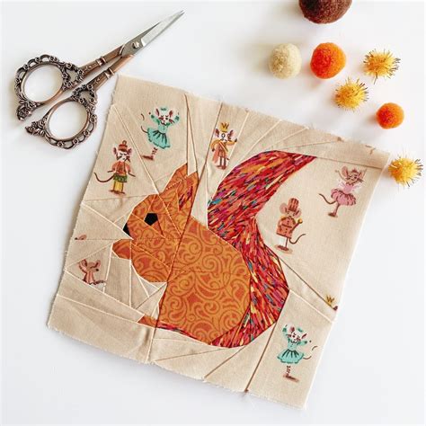 Squirrel Quilt Block Pattern 4 Sizes PDF Instant Download Foundation Paper Piecing Pattern Etsy