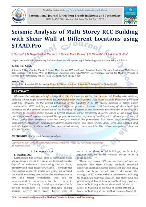 Pdf Seismic Analysis Of Multi Storey Rcc Building With Shear D
