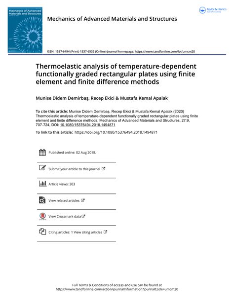 Pdf Thermoelastic Analysis Of Temperature Dependent Functionally