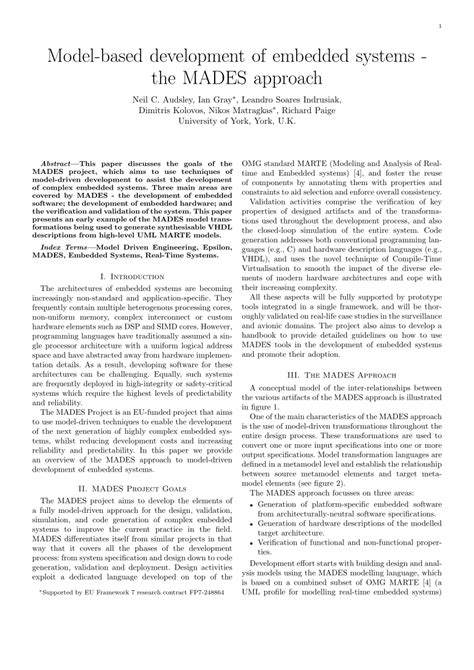 Pdf Model Based Development Of Embedded Systems The Mades Approach