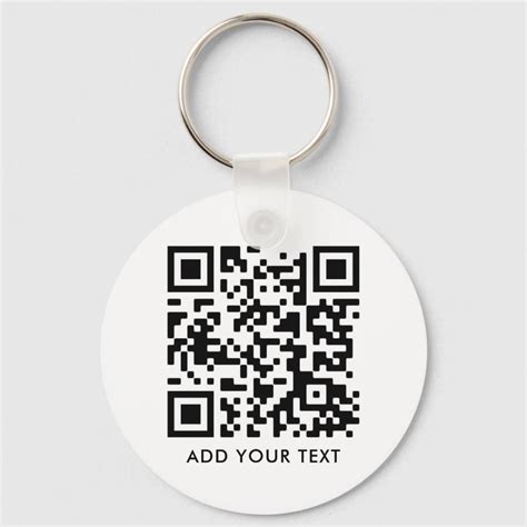 Custom Qr Code Text Modern Black White Business Keychain Zazzle