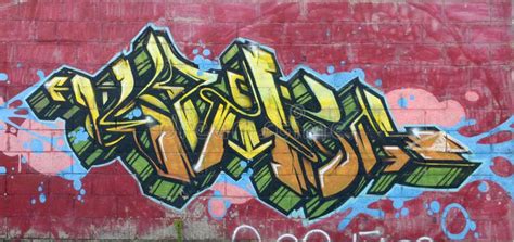 Fragment Von Farbigen Stra Enkunst Graffitimalereien Mit Konturen Und