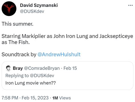 This Summer Starring Markiplier As John Iron Lung And Jacksepticeye As
