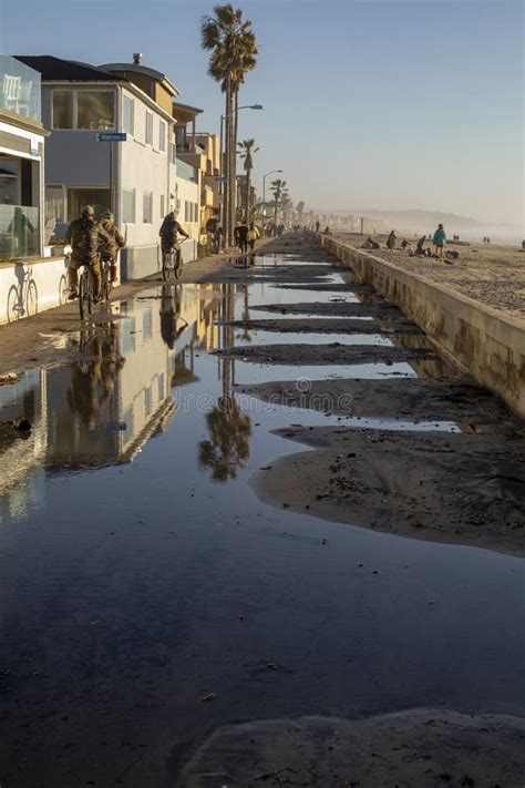 Mission Beach Broadwalk After Flooding With King Tide Waves San Diego