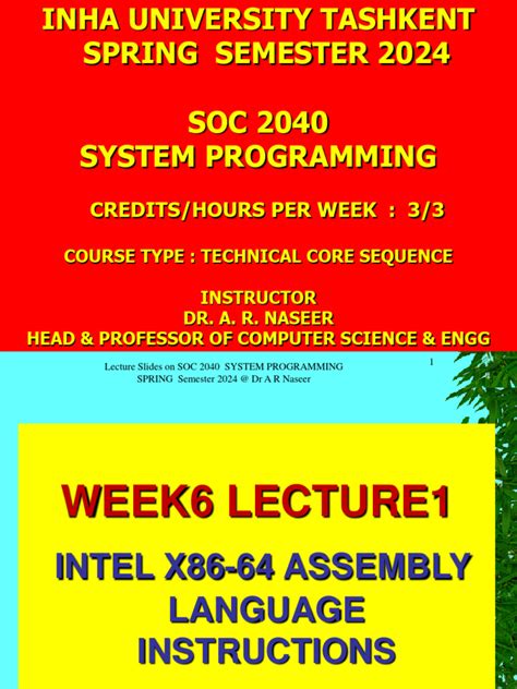 Soc2040 Sp Week6 Lecture1 Slides On Machine Level Programming Part2 Spring 2024 Pdf