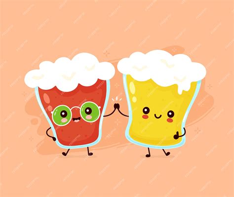 Premium Vector Cute Happy Smiling Glass Of Beer Friends Couple