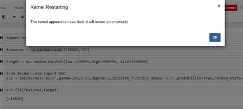 Segmentation Fault With SVC With Probability True And Degree 3