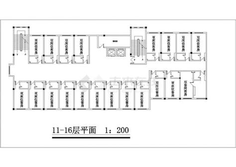 无锡某商业街13万平米16层框架结构连锁旅馆平立面设计cad图纸框架结构土木在线