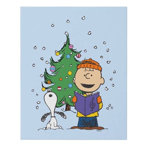 Peanuts Christmas Caroling Faux Canvas Print Zazzle Peanuts Christmas Peanuts Gang