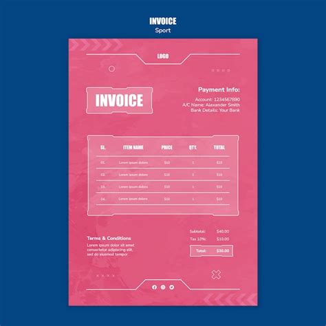 Premium Psd Playing Sport Invoice Template