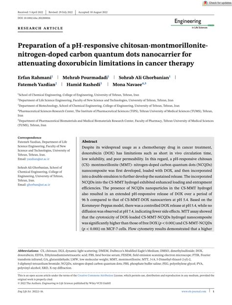 Pdf Preparation Of A Ph‐responsive Chitosan‐montmorillonite‐nitrogen