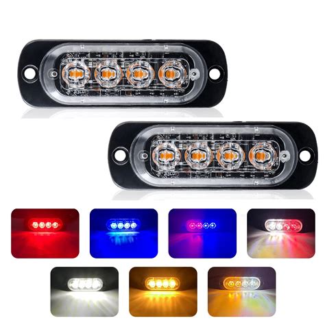 4 Led 스트로브 경고등 그릴 비상 신호 램프 경찰 작업등 바 자동차 차량 트럭 스트로보스코프 조명 12v