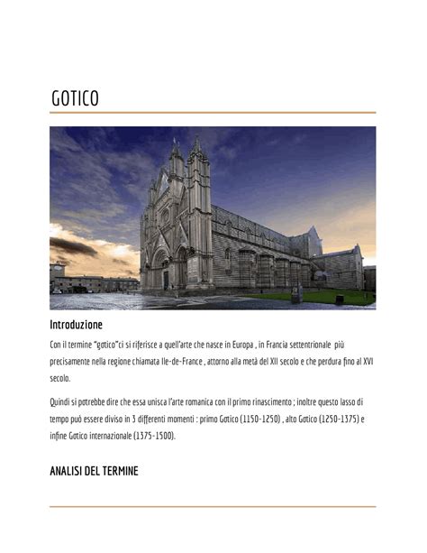 Breve Riassunto Del Gotico Docsity