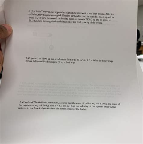 Solved 3 5 Points Two Vehicles Approach A Right Angle
