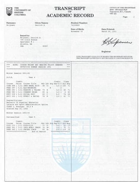 Ubc Transcripts Page 2 Pdf
