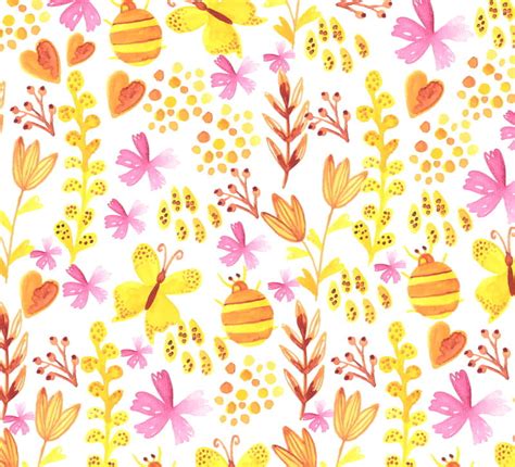 꽃과 나비 원활한 배경 벡터 Ai Uidownload