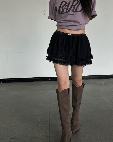 3color 레이어드 도트 캉캉 미니 스커트 에이블리