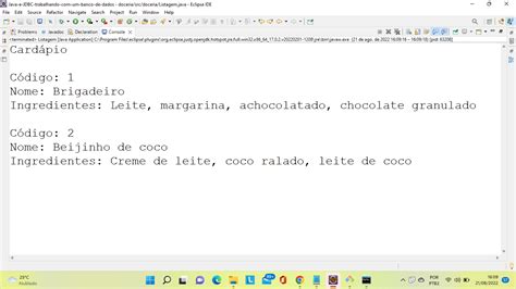 Lista De Doces Java E Jdbc Trabalhando Com Um Banco De Dados Solucionado