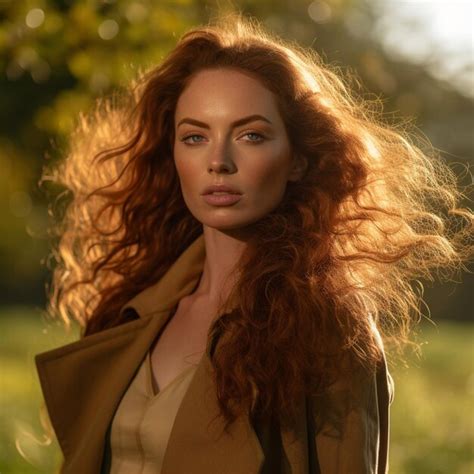 Premium Photo Radiant Redhead A Captivating Collection Of Autumn Portraits And Expressive Poses