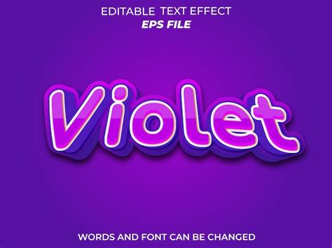 Effet De Texte Violet Modèle Vectoriel De Texte Modifiable 3d Vecteur