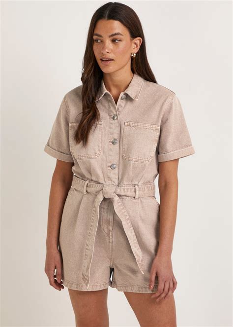 Papaya Petite Stone Denim Playsuit Matalan