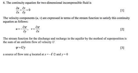 Solved 6 The Continuity Equation For Two Dimensional Inc