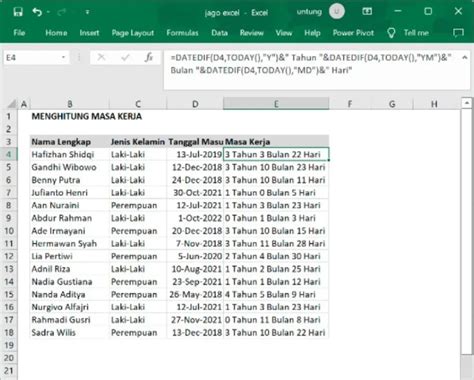 Menghitung Masa Kerja Di Excel Dhuo Creative
