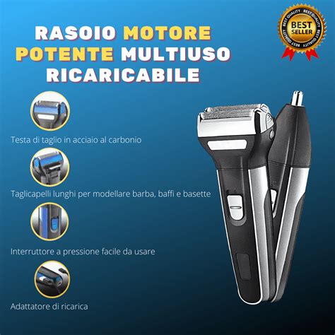 RASOIO ELETTRICO MULTIUSO REGOLA TAGLIA BARBA E NASO RICARICABILE Dagyshop