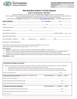Fillable Online Non Resident Student Transfer Request Fax Email Print