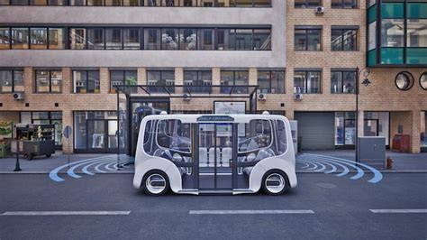 Premium Photo Autonomous Electric Bus Self Driving On Street Smart