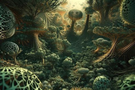 Premium Photo Fractal Forest With Trees And Other Plants Growing