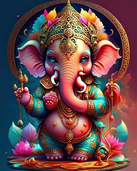 Premium Ai Image Cute Ganesha Hindu God Human Body And Elephant Head