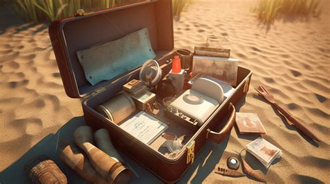 3d 렌더링된 여행 가방 배경과 여행자 필수 액세서리로 여행 경험을 향상하세요 여행 가방 배경 상하 배경 관광 여행자 배경 이미지 Hd 여행 가방 상하 관광