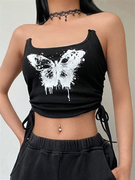 Emmiol Free Shipping 2023 Sheer Strap Backless Cami Top Black S In Cami