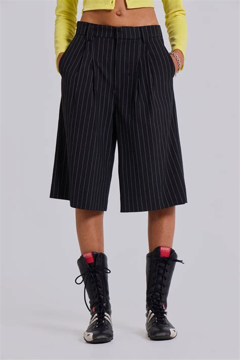 Black Pinstripe Goliath Shorts Jaded London Clothing