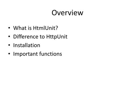 ppt htmlunit overview testing framework for web based applications