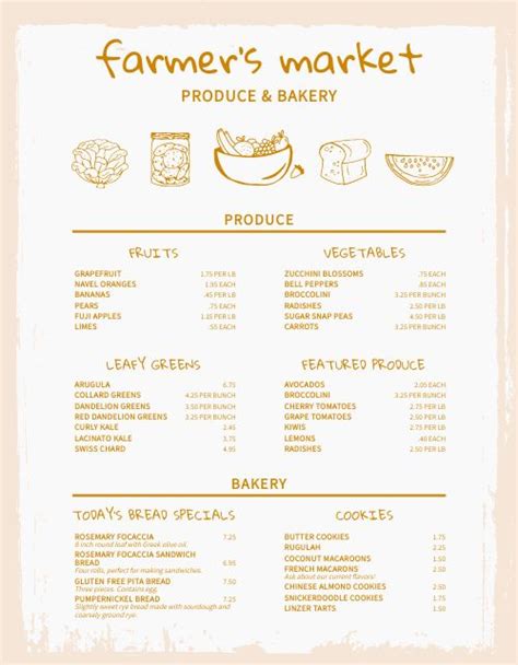 Bakery Farmers Market Menu Design Template By Musthavemenus