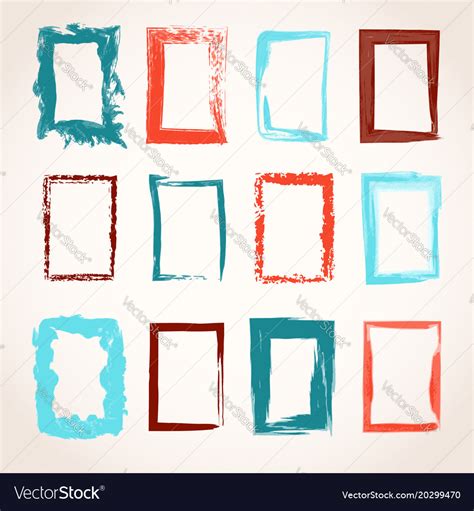 Collection Of Hand Drawn Rectangle Frames Vector Image