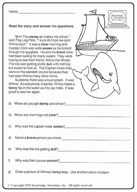 Comprehension Worksheets For Grade 1