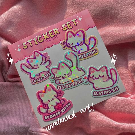 Lucky Cats ♥ Holo Sticker Set Chewzy Art