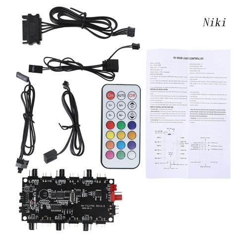 Niki 2 In 1 PWM ARGB Controller Hub 8 Ports 12V 4Pin Fan 5V 3Pin Wireless IR 5V RGB Remote