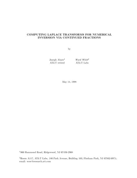 pdf computing laplace transforms for numerical inversion via