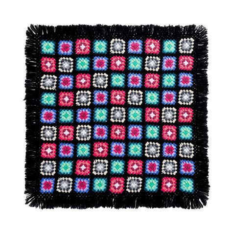 Free Easy Red Heart Fiesta Fringe Granny Square Blanket Crochet Pattern