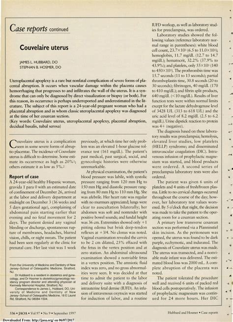 Pdf Couvelaire Uterus