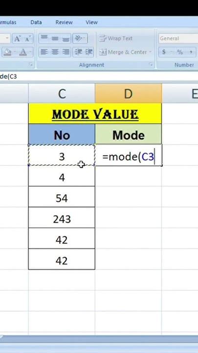 Mode Function Excelexcel Excelfunction Exceltips Excelformula Youtube