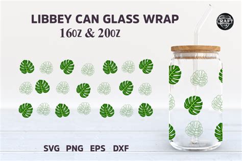 MONSTERA SVG Libbey Can Glass 16oz Wrap Graphic By LazyCraftlab