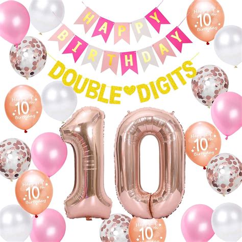 Jumdaqq 10th Birthday Decorations For Girls Rose Gold