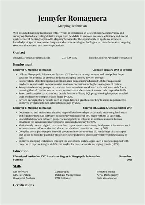 Mapping Technician Resume Cv Example And Writing Guide